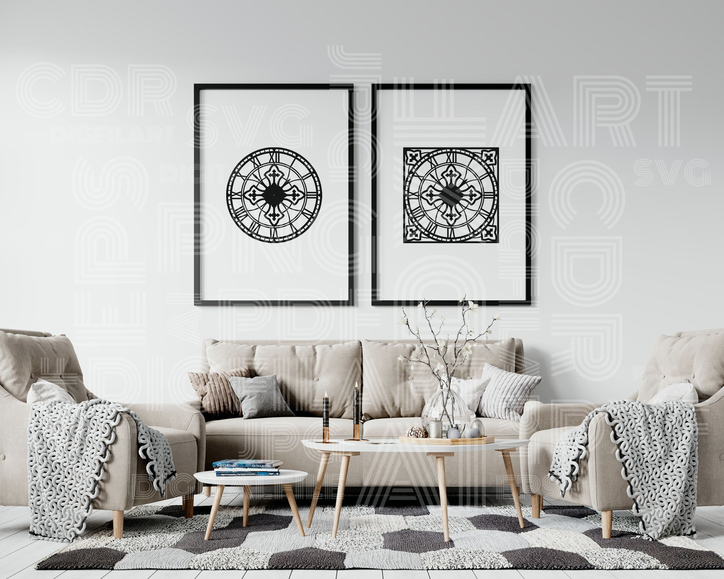 Cross Clock SVG: Christian Wall Art Laser Cut Files (digital Download ...