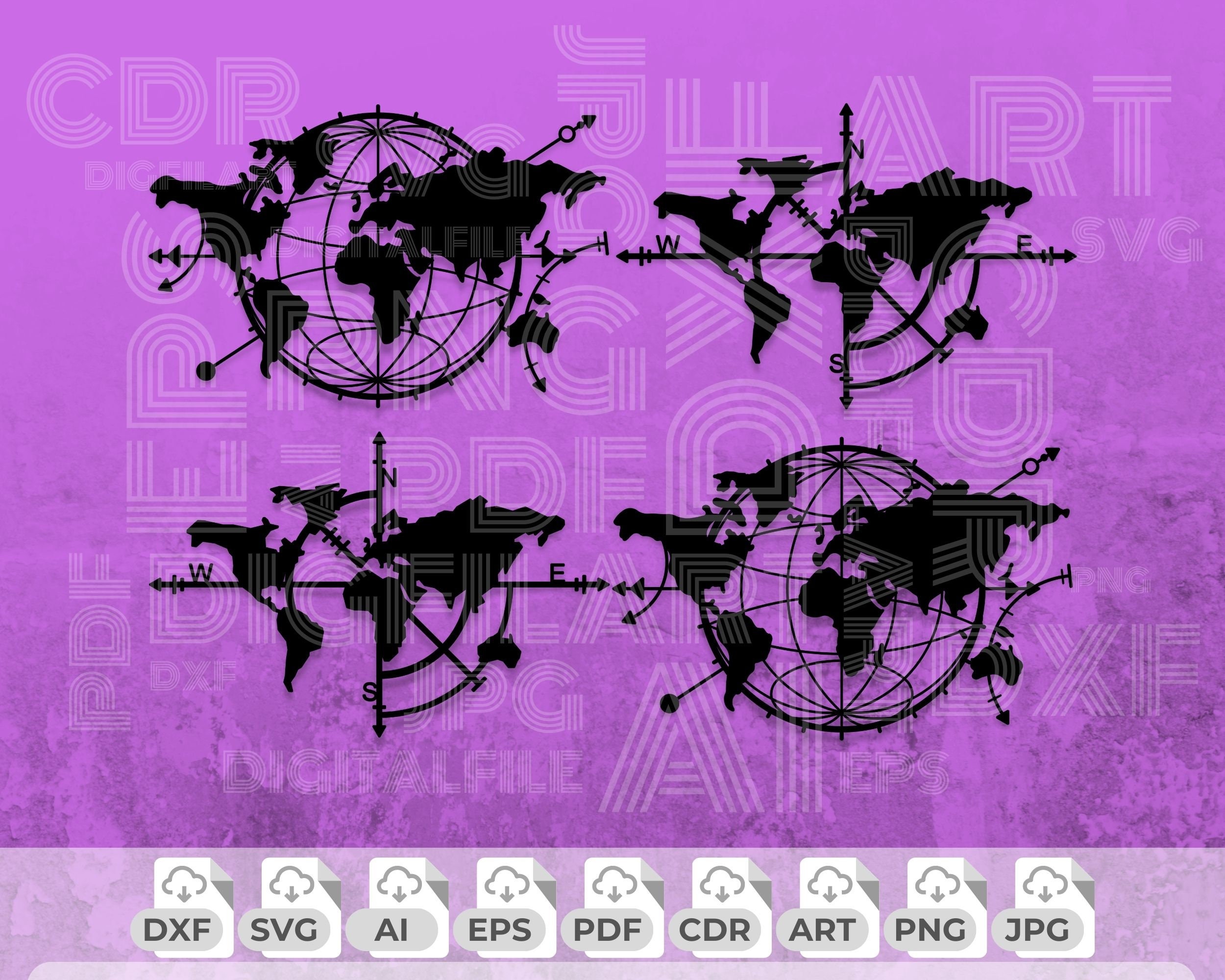 World Map Svg World Traveler Svg Earth Png Compass World - Etsy Australia