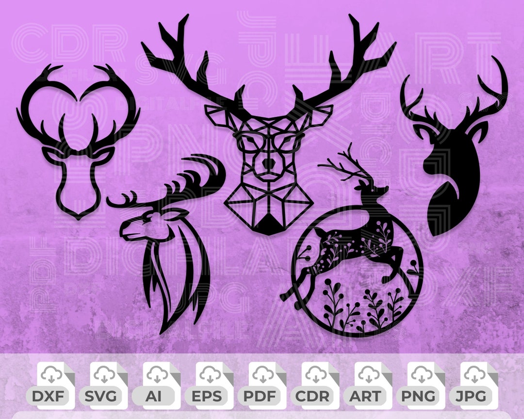 Tête de cerf Dxf corne de cerf Svg fichier dArt mural tête - Etsy France