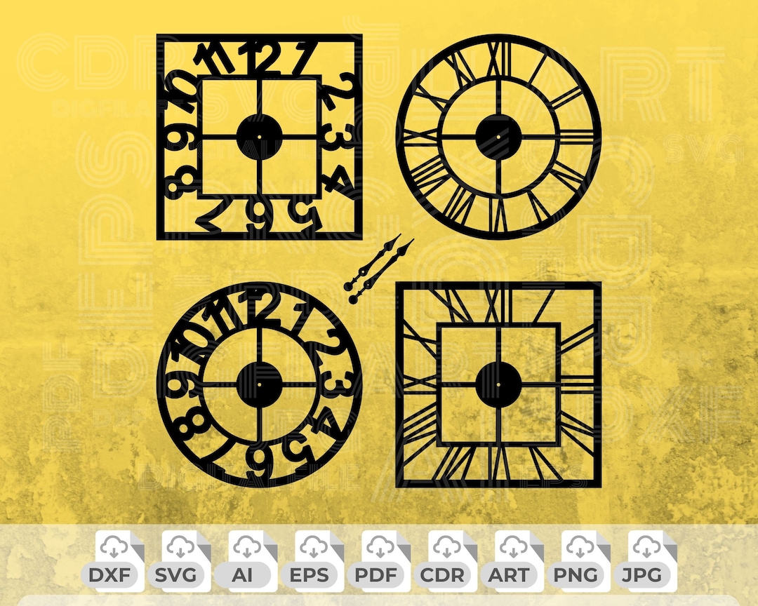 Wall Clock Laser Cut File, Clock Svg, Clock Png, Wall Clock Dxf File ...