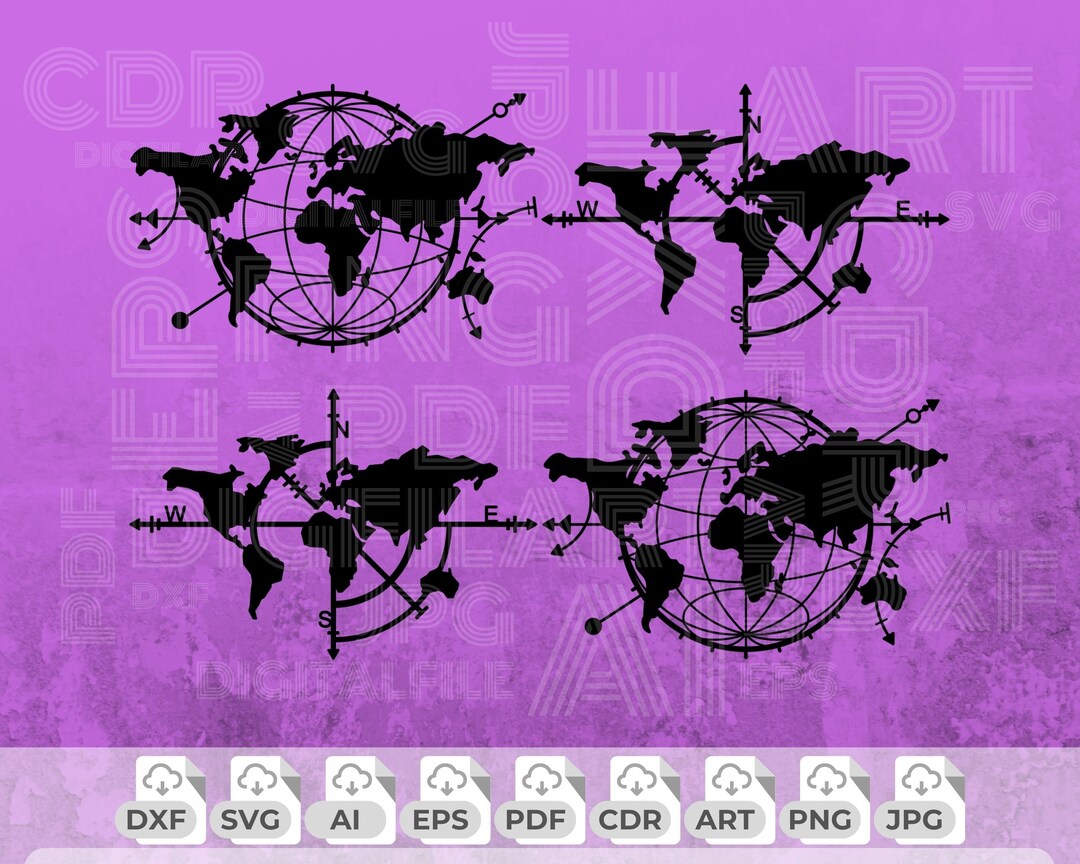 World Map Svg, World Traveler Svg, Earth Png, Compass World Map, World ...