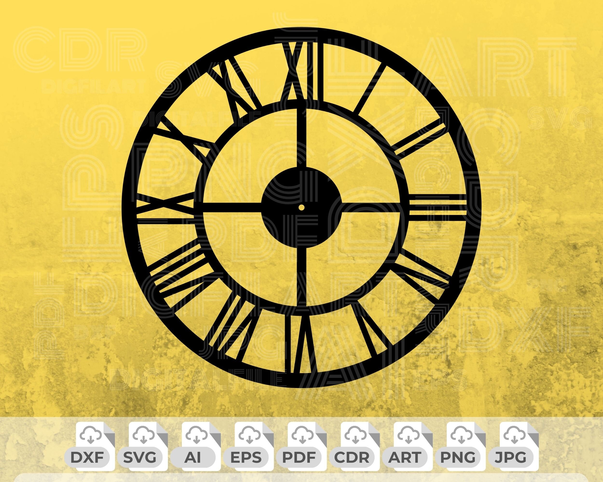 Wall Clock Laser Cut File, Clock Svg, Clock Png, Wall Clock Dxf File ...