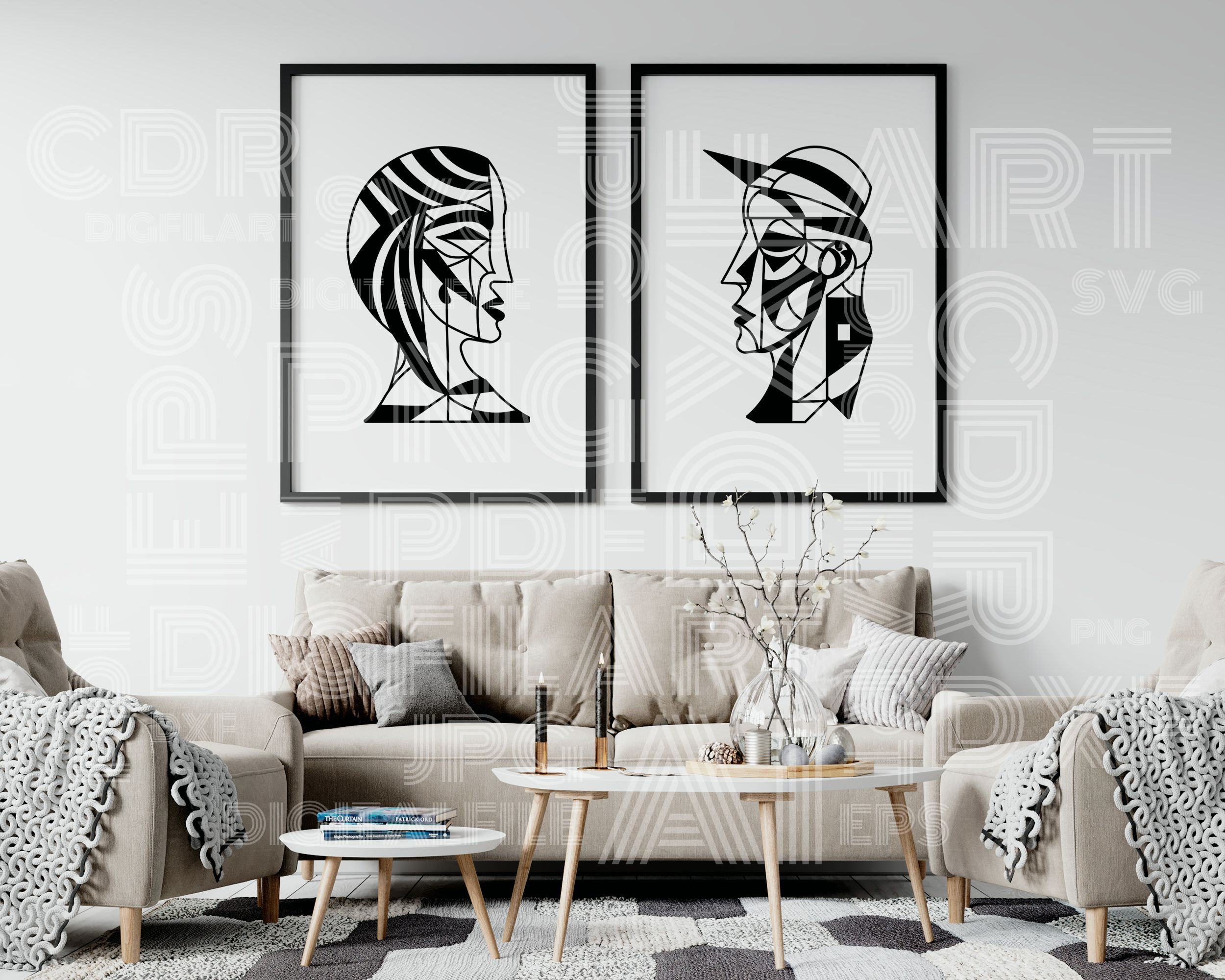 Abstract Woman Faces Svg, Geometric Face Png, Cubism Art Printable ...