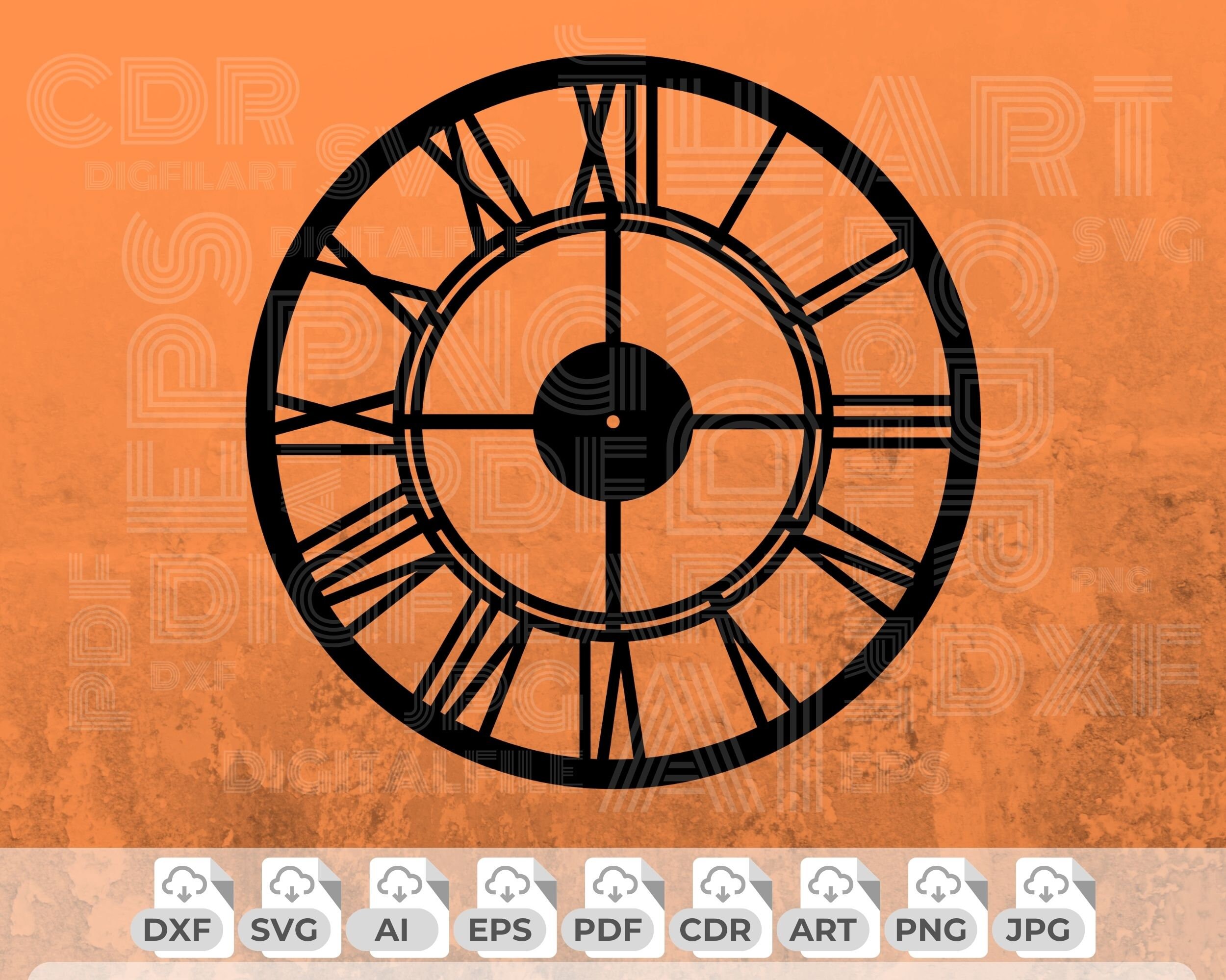 Wall Clock Svg, Wall Clock Laser Cut File, Watch Dxf File, Wall Clock ...