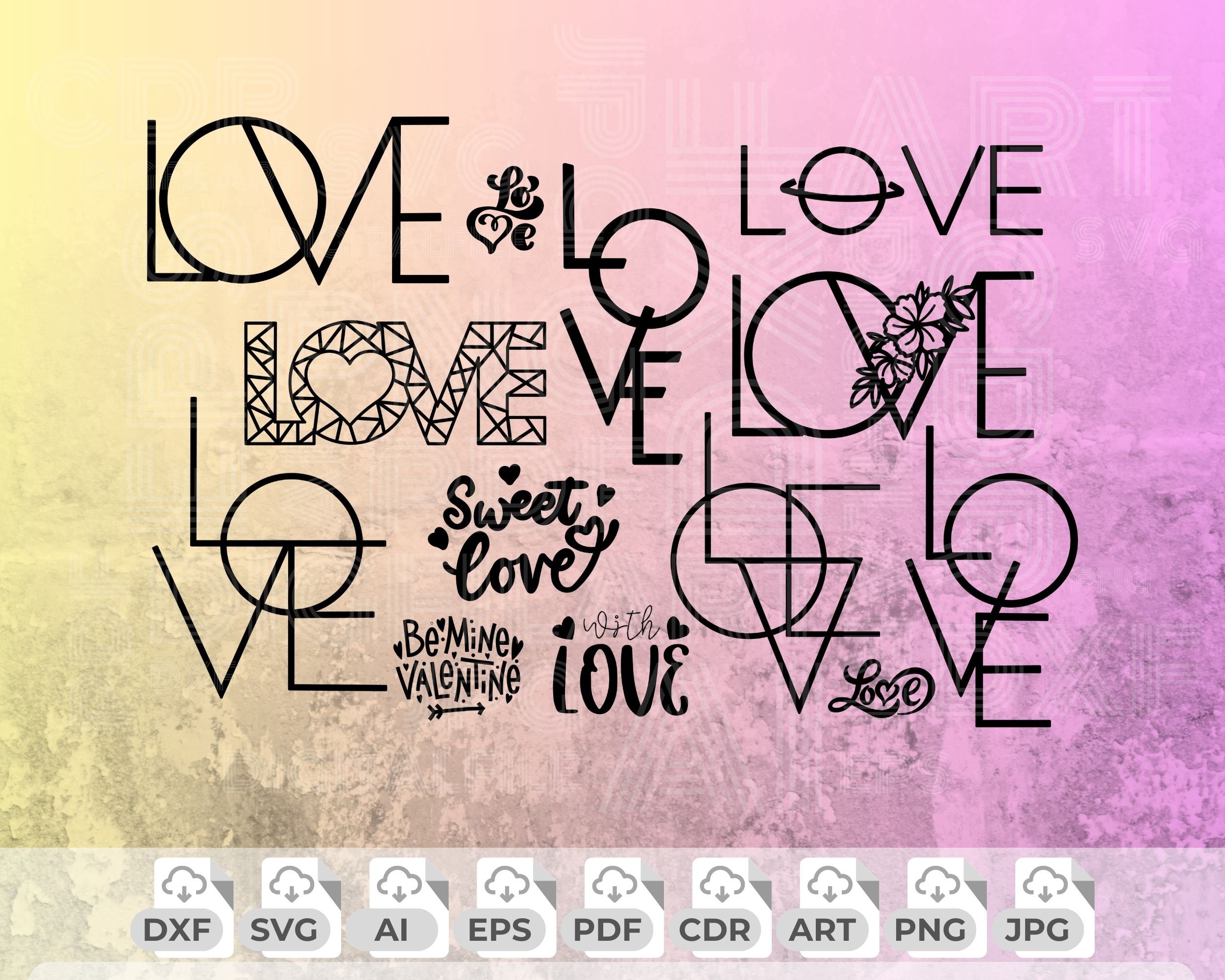 Love Word Svg Love Png Love Cut File Valentine Saying Svg - Etsy