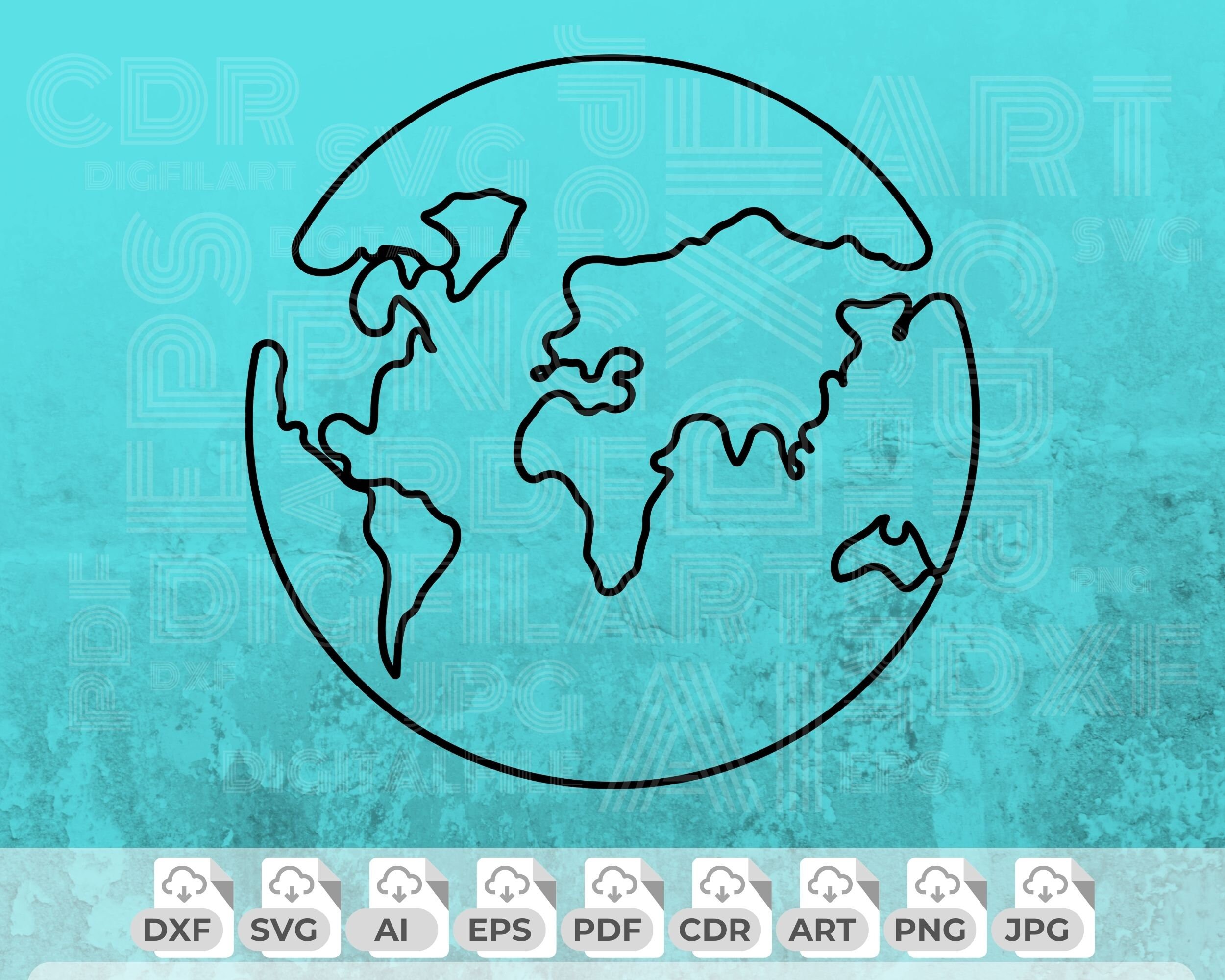 Mapa del mundo Svg, Tierra Png, Vector de continentes, Archivo Dxf del ...