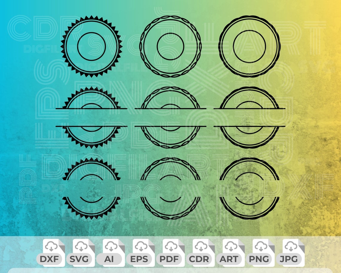 Circle Frame Svg, Stamp Png, Round Border Svg, Circle Monogram Svg ...