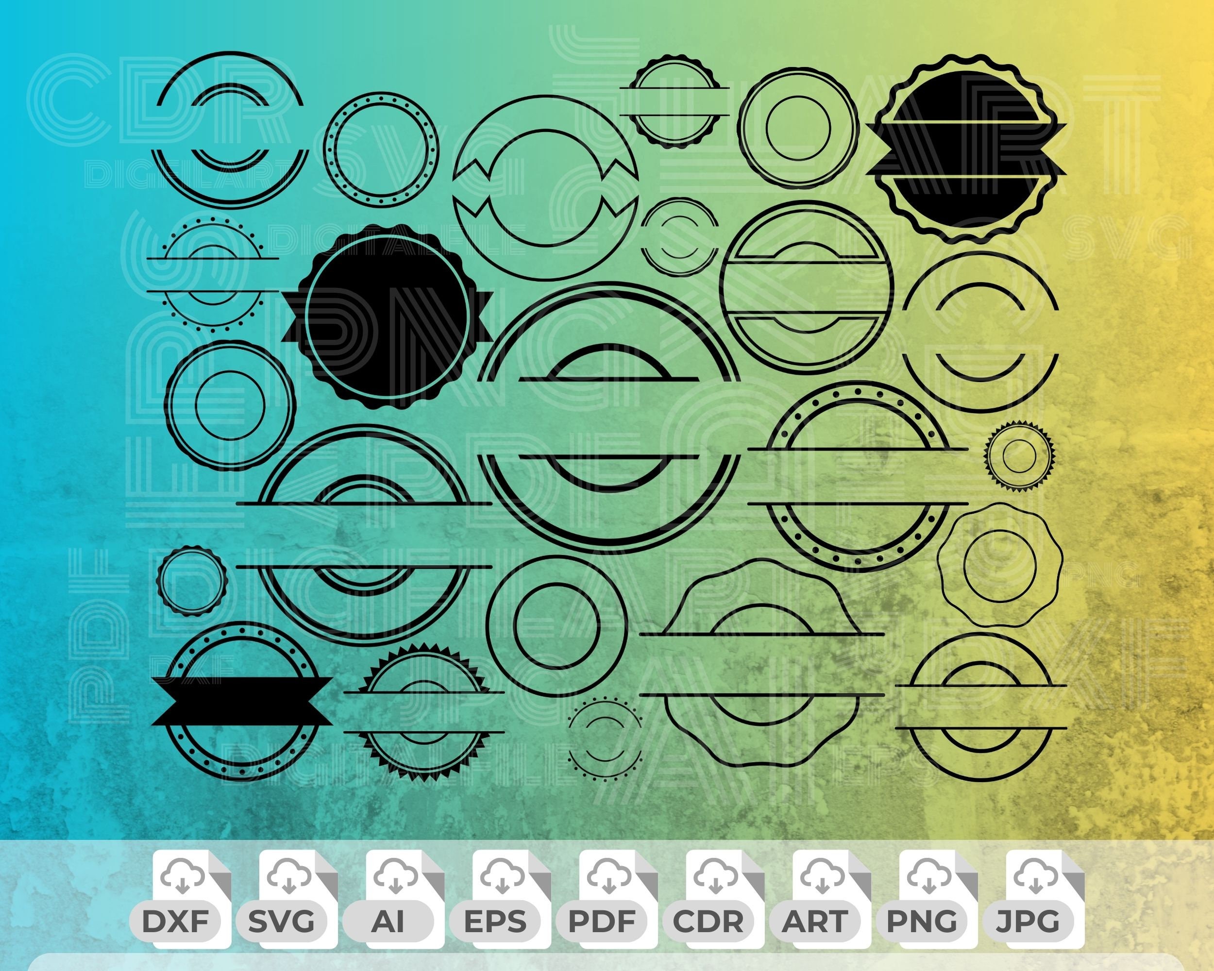 Circle Frame Svg, Stamp Png, Round Border Svg, Circle Monogram Svg ...
