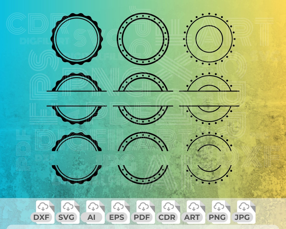 Circle Frame Svg, Stamp Png, Round Border Svg, Circle Monogram Svg ...
