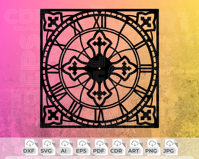 Cross Clock SVG: Christian Wall Art Laser Cut Files (digital Download ...