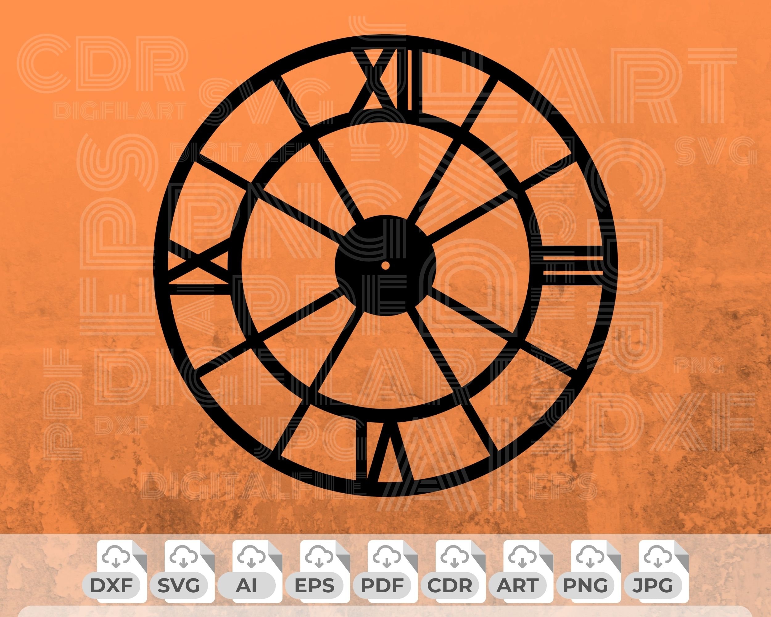 Wall Clock Svg, Wall Clock Laser Cut File, Watch Dxf File, Wall Clock ...