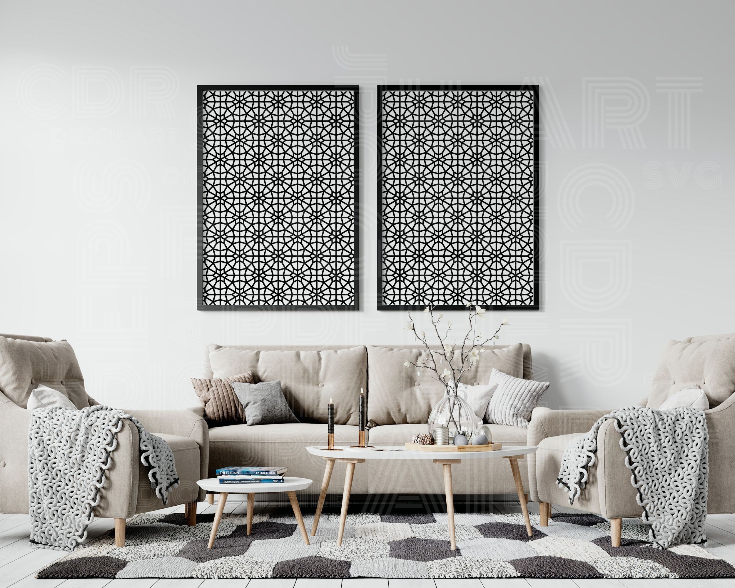 Geometric Pattern Svg, Wall Panel Dxf File, Geometric Screen Print ...