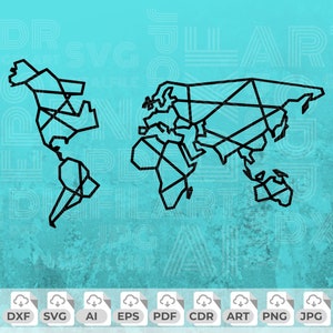 World Map Svg, Earth Png, Continents Vector, World Map Dxf File, World ...