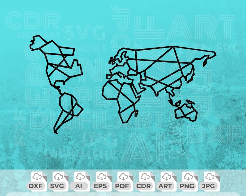 World Map Svg, Earth Png, Continents Vector, World Map Dxf File, World ...