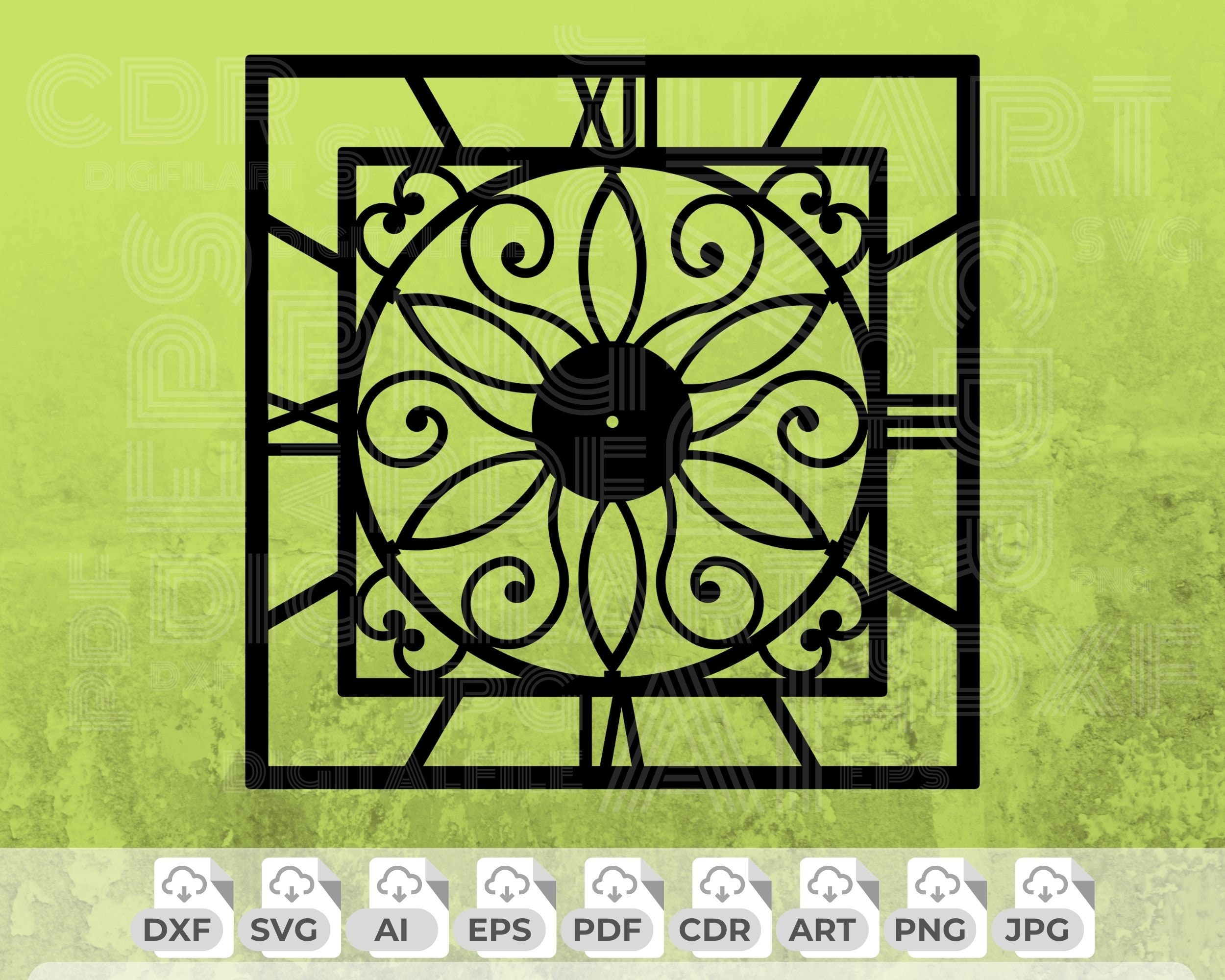 Wall Clock Laser Cut File Watch Dxf Decorative Wall Clock - Etsy