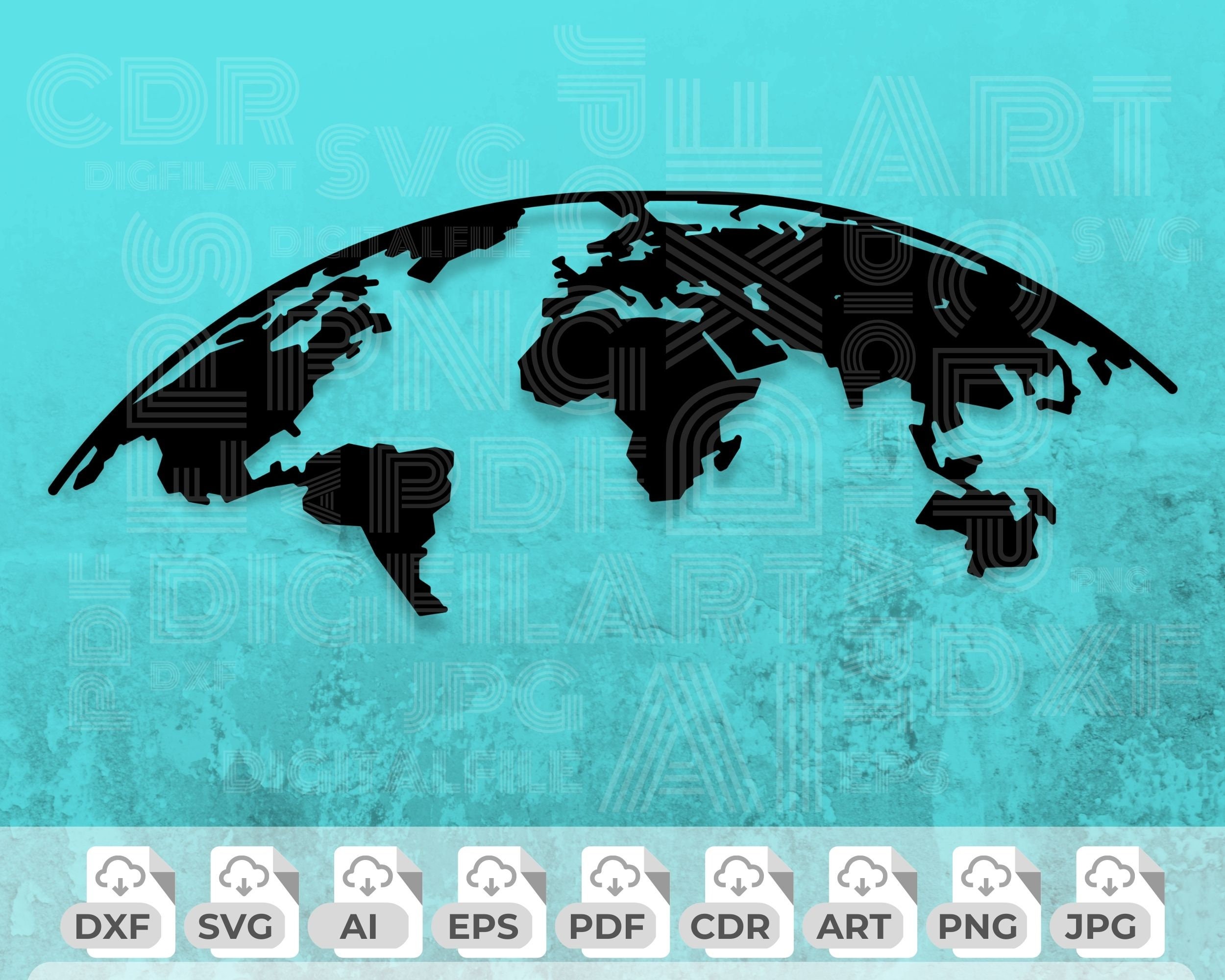 World Map Svg World Map Png World Map Laser Cut Dxf File - Etsy Hong Kong