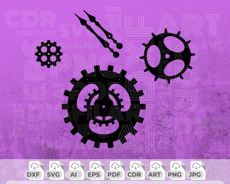 Gear Wall Clock Svg, Wheel Png, Gear Clock Cnc File, Wall Clock Dxf ...