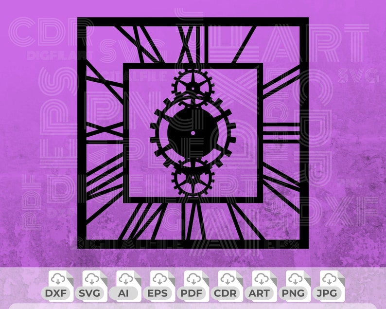 Gear Wall Clock Svg, Wheel Png, Gear Clock Cnc File, Wall Clock Dxf ...