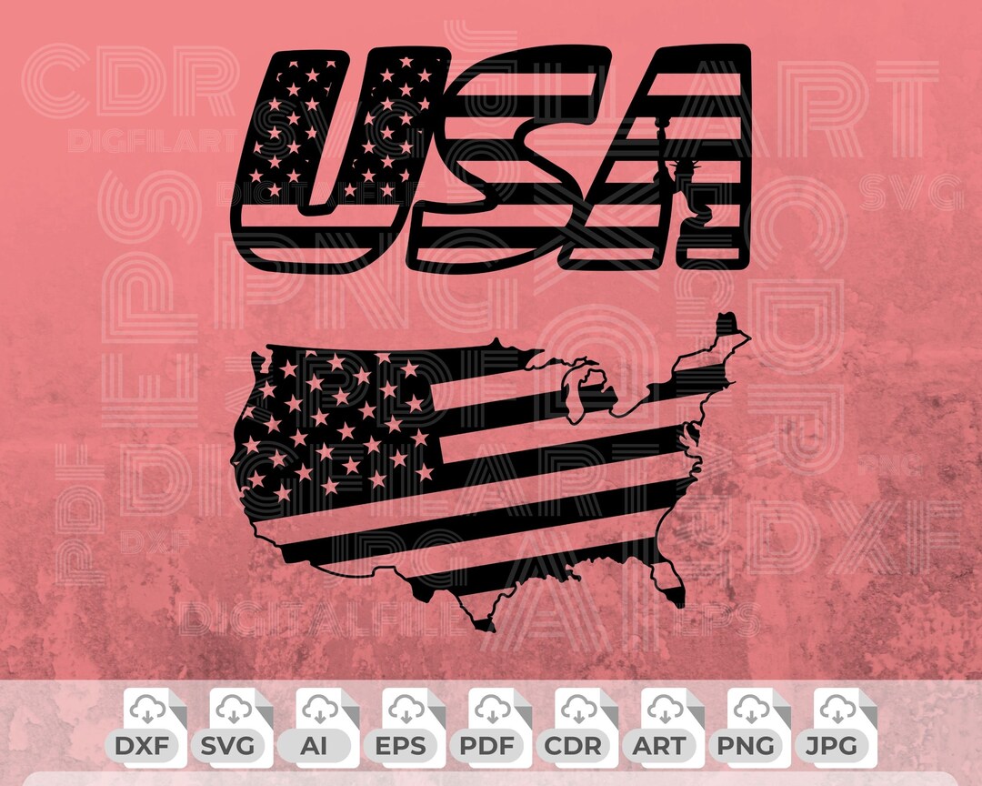 American Flag Svg, USA Map Png, United States Map Svg, USA Flag Svg ...