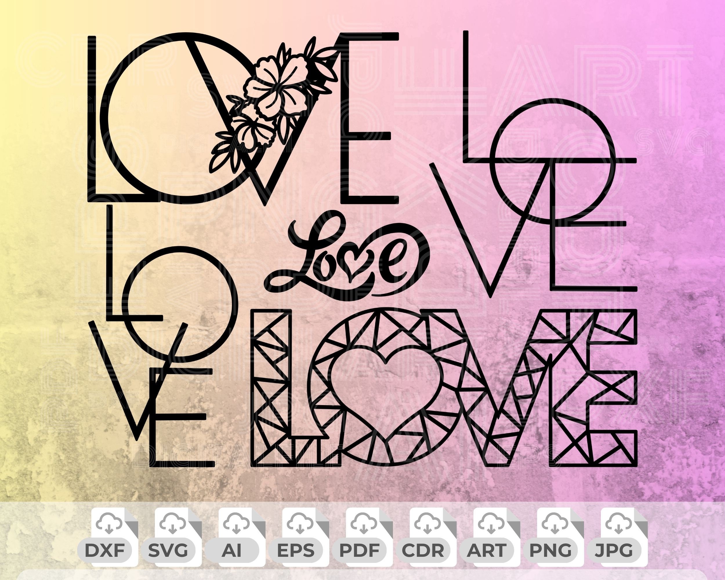 Love Word Svg Love Png Love Cut File Valentine Saying Svg - Etsy