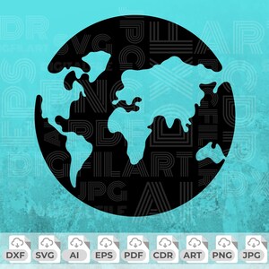 World Map Svg, Earth Png, Continents Vector, World Map Dxf File, World ...