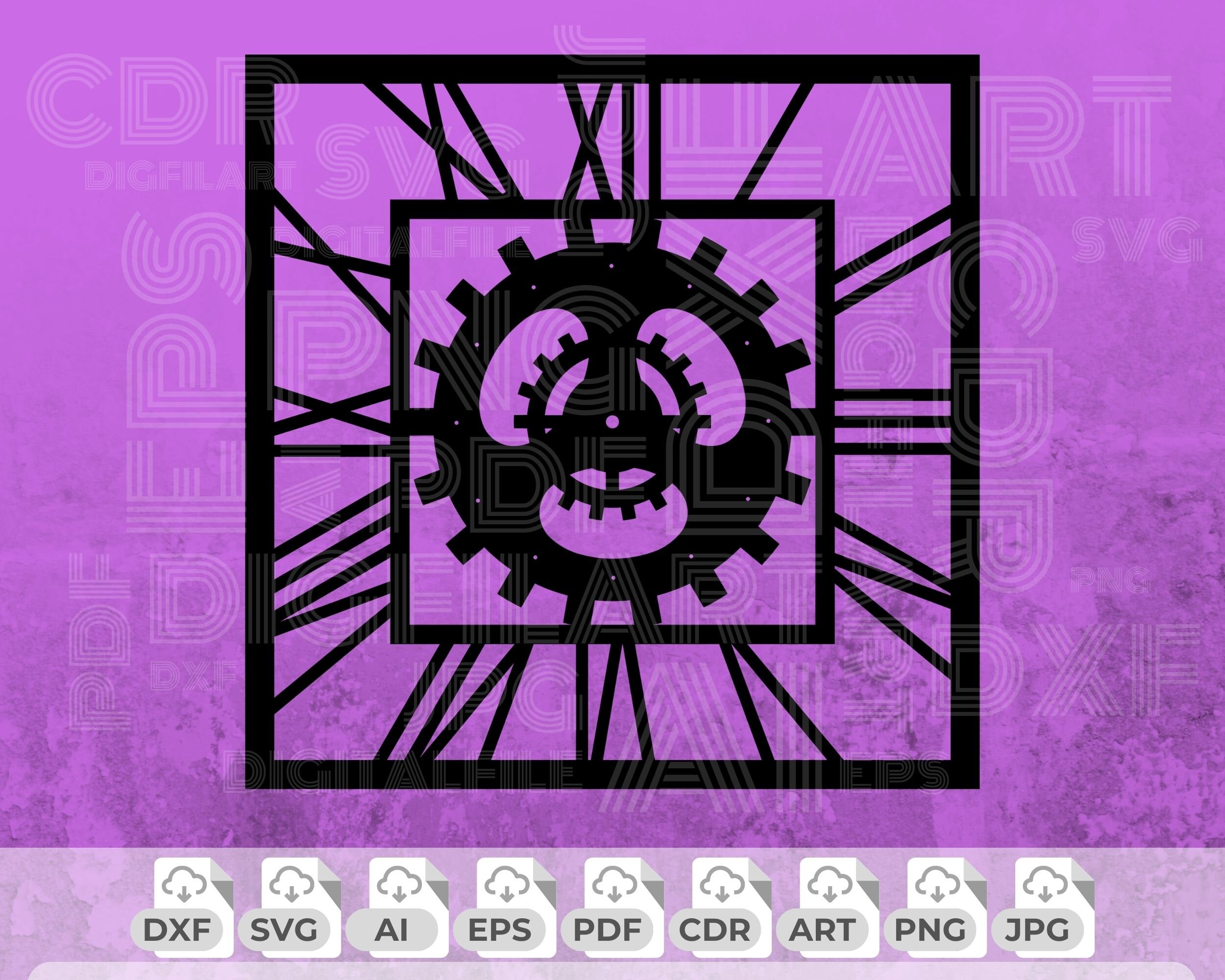 Gear Wall Clock Svg, Wheel Png, Gear Clock Cnc File, Wall Clock Dxf ...