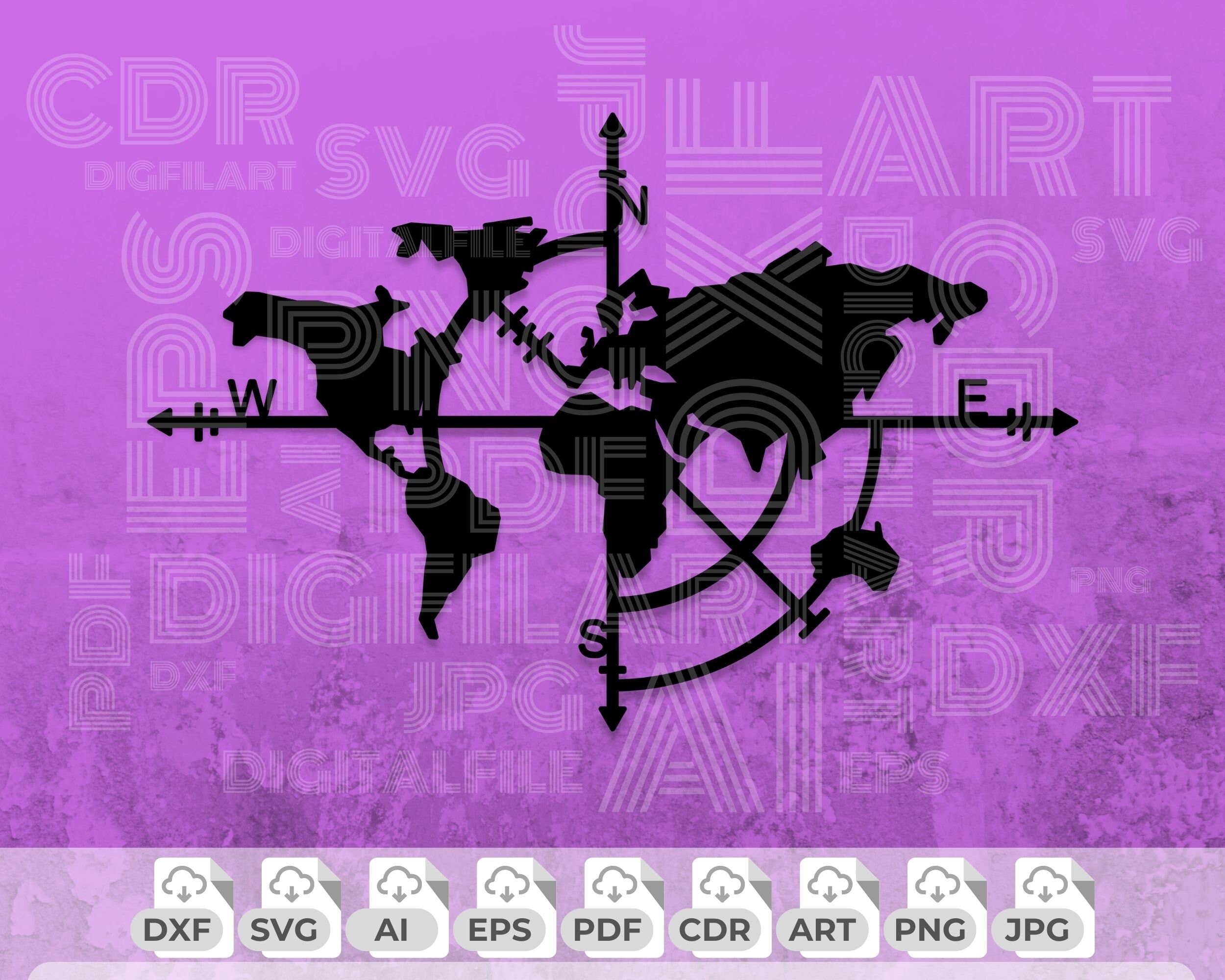 World Map Svg World Traveler Svg Earth Png Compass World - Etsy Australia