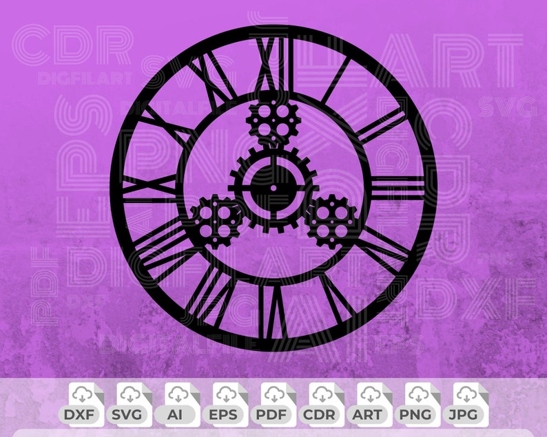 Gear Wall Clock Svg, Wheel Png, Gear Clock Cnc File, Wall Clock Dxf ...