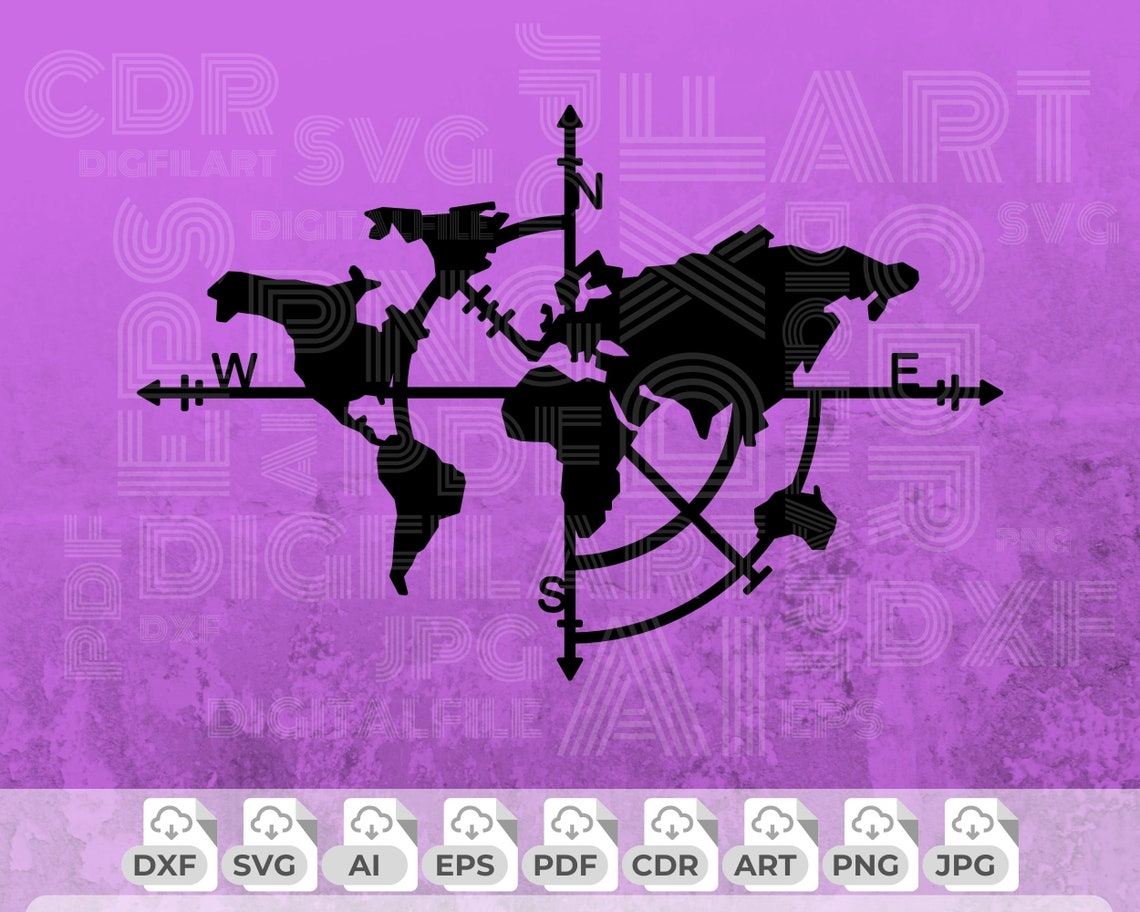 World Map Svg, World Traveler Svg, Earth Png, Compass World Map, World ...