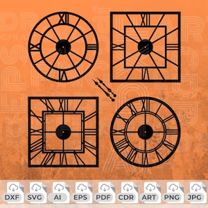 Wall Clock Svg, Wall Clock Laser Cut File, Watch Dxf File, Wall Clock ...