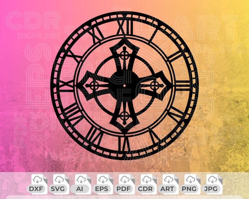 Cross Clock SVG: Christian Wall Art Laser Cut Files (digital Download ...