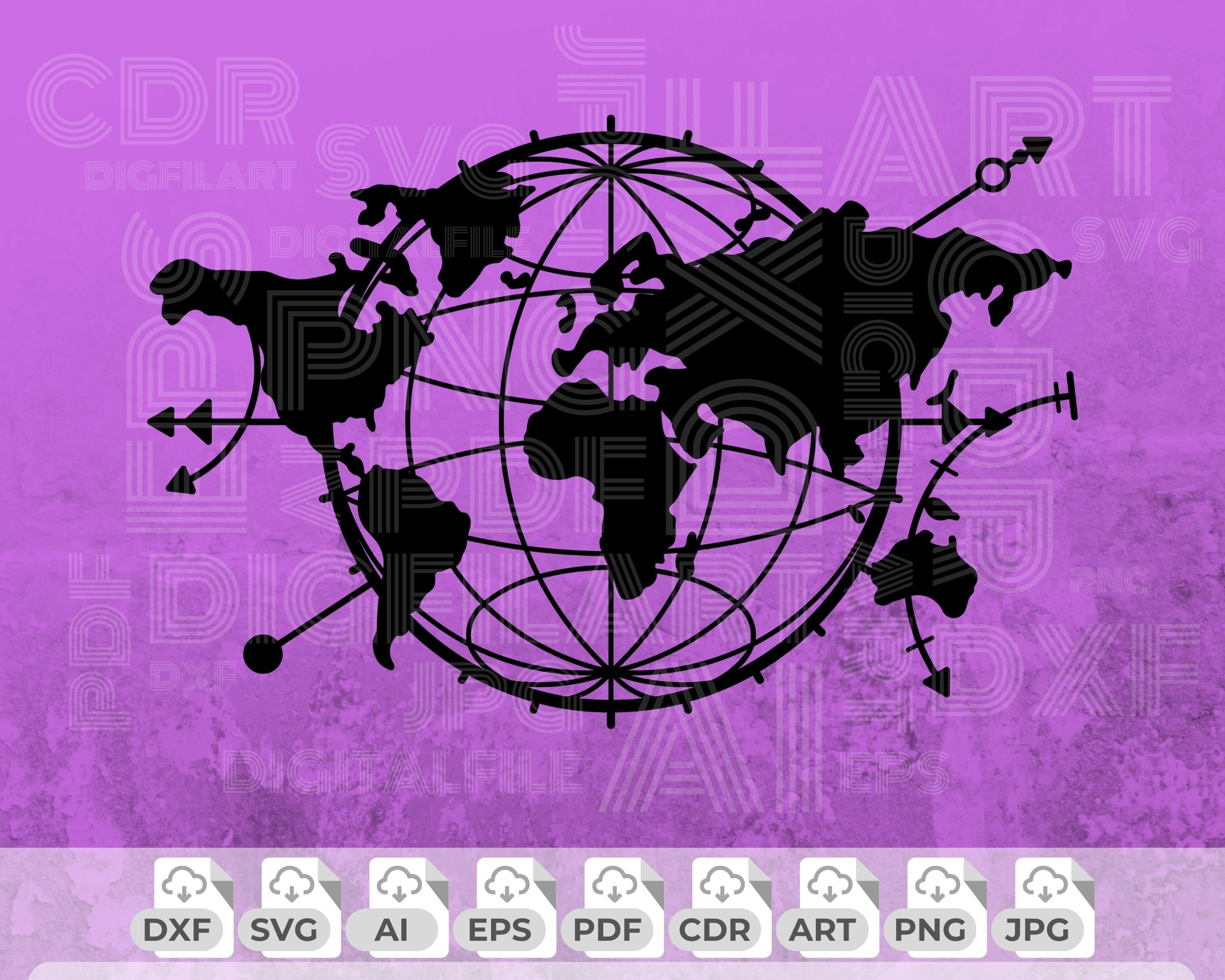 World Map Svg, World Traveler Svg, Earth Png, Compass World Map, World ...