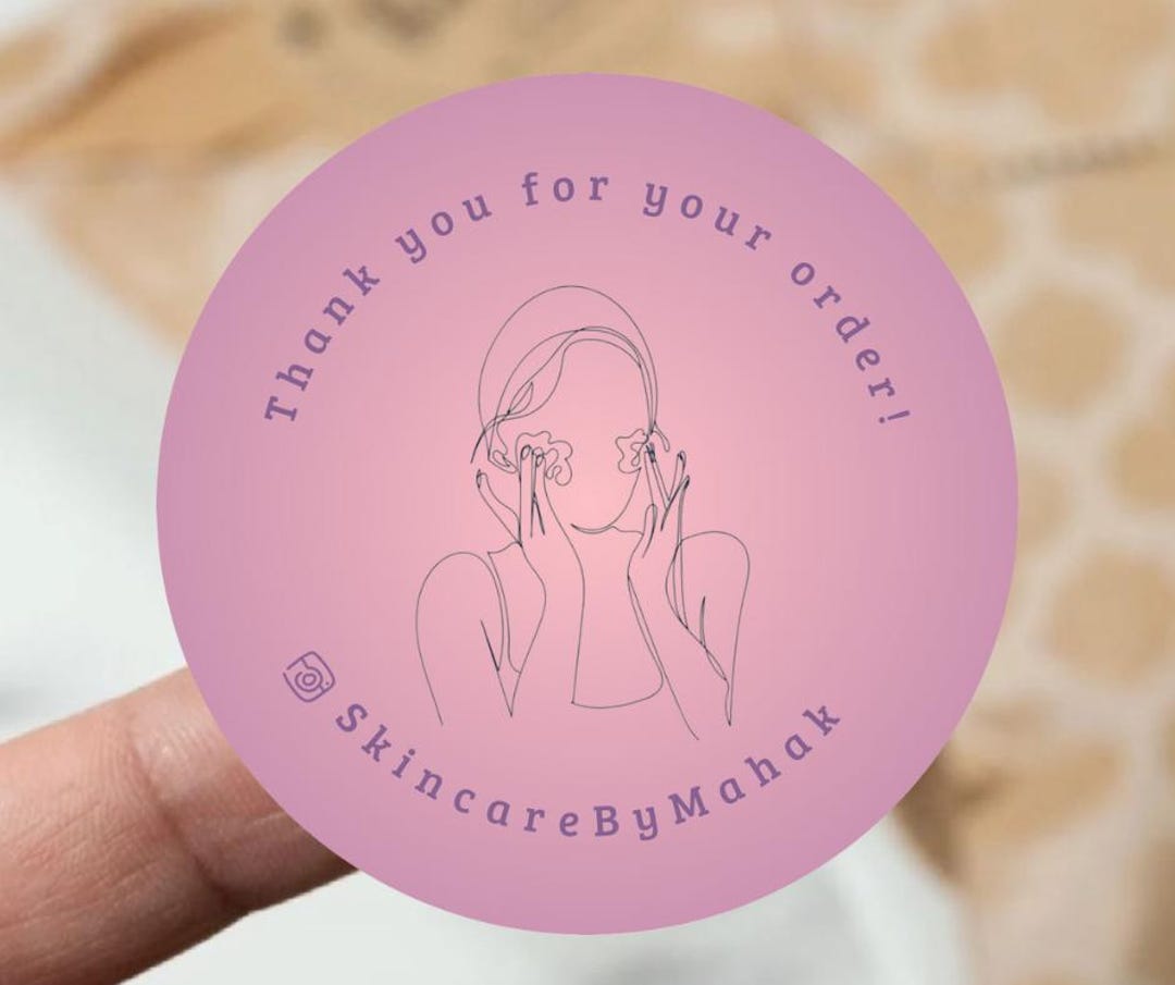 Custom Skincare Thank You Sticker | Small Business Label Template ...