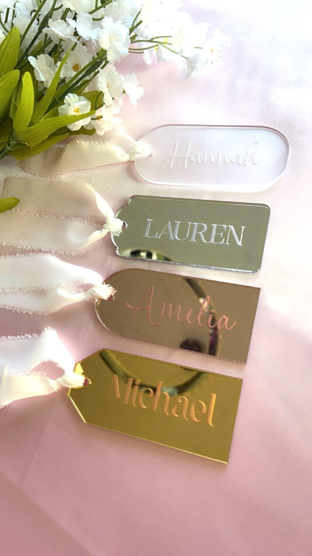 Stocking Name Tags, Personalized Wedding Name Tags, Acrylic Engraved ...
