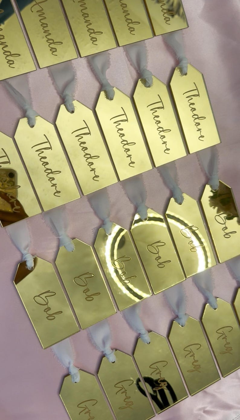 Personalized Wedding Name Tags, Stocking Name Tags, Acrylic Engraved ...