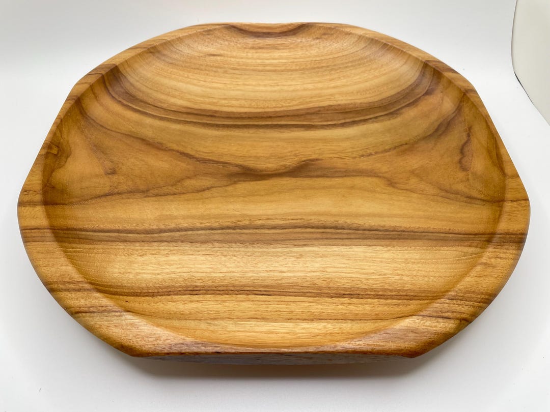 13-inch Diameter Hand Turned Teak Wood Bowl/platter - Etsy