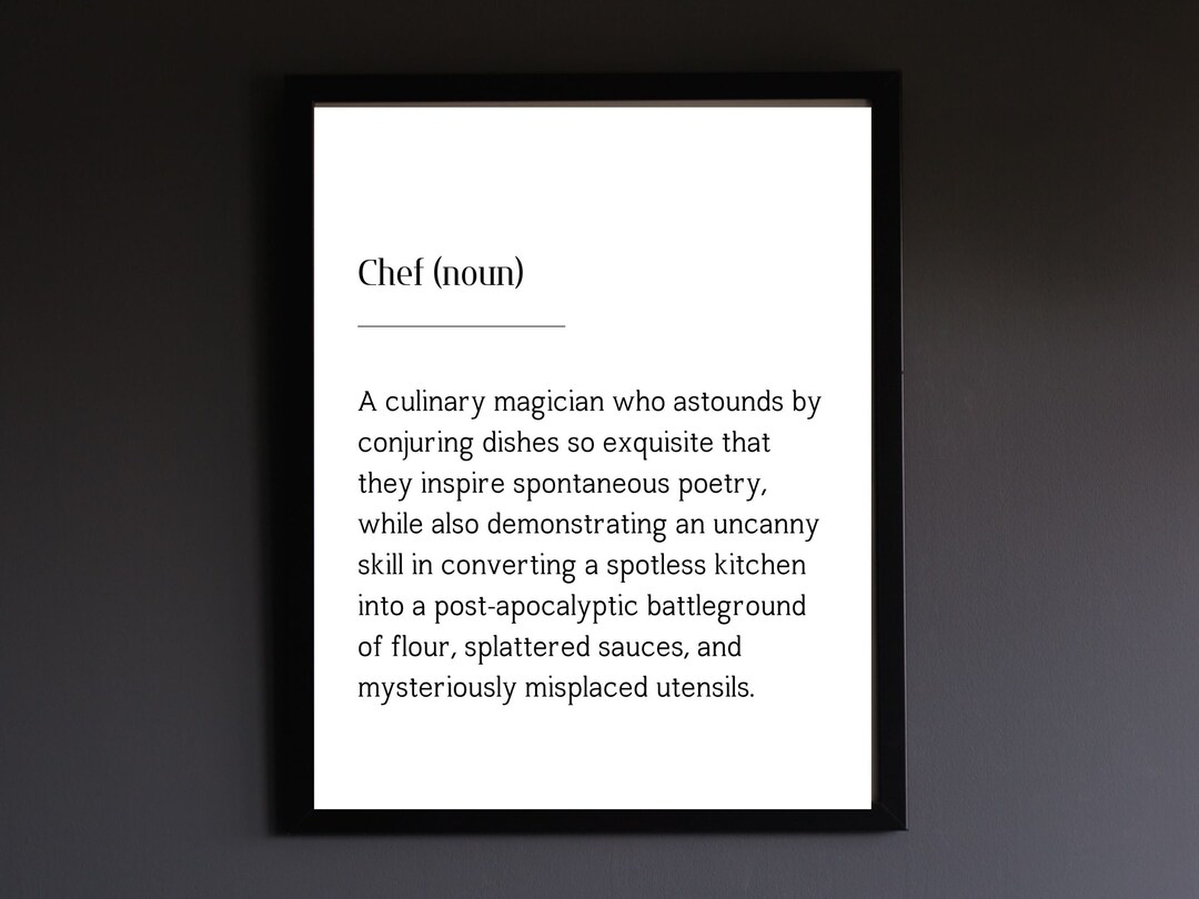 Chef Definition Wall Art, Gift for Cook, Funny Chef Wall Art ...