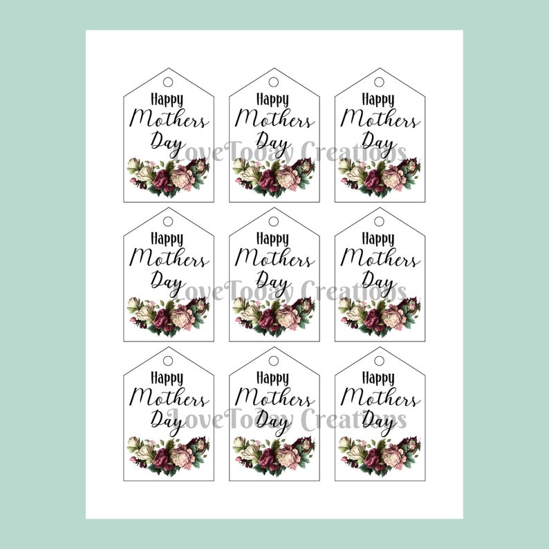 Mother's Day Gift Tags Printable PDF, Tags for Mothers Day, Mothers Day ...
