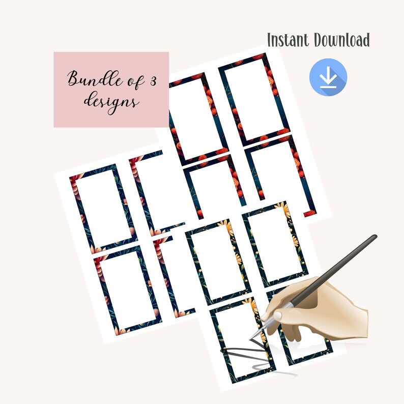 Printable Note Card, Flash Card, 3 X 5 Floral Stationery Notecards ...