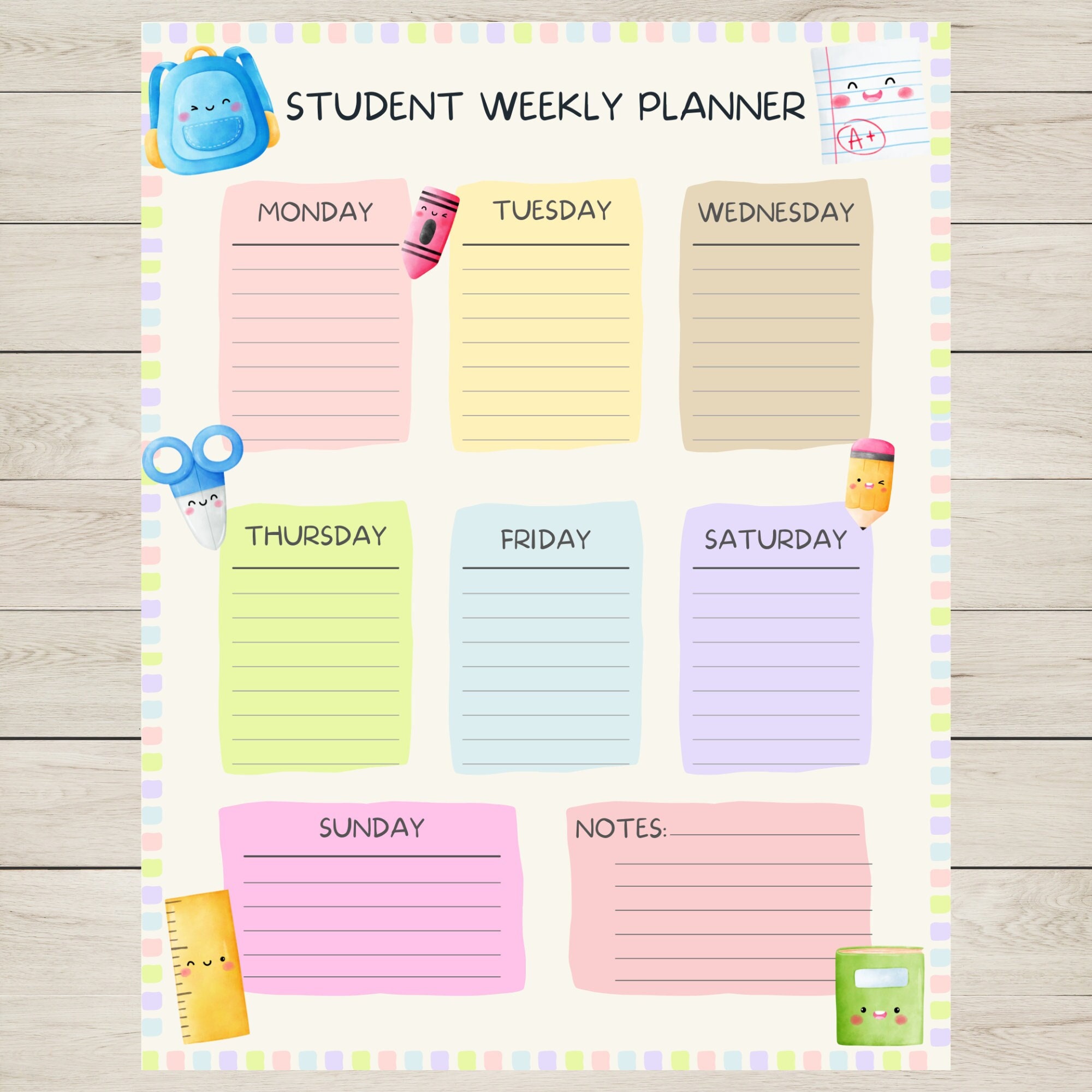 Printable Weekly Planner Weekly Planner for Student Printable Planner ...