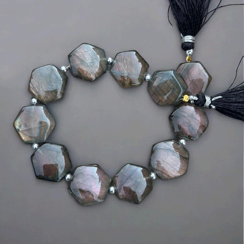 Purple Flash Labradorite Beads, Handmade Shatkon Cabochons (11pc ...