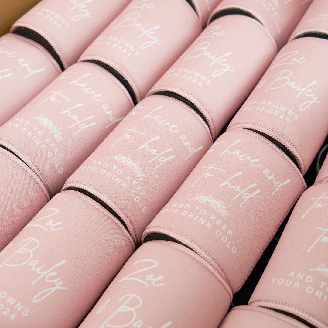 Custom Wedding Stubbies, 5mm Neoprene Overlocked Stubby Holder With ...