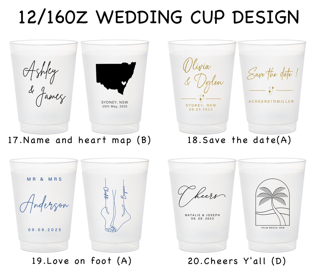Personalized Wedding 12/16oz Plastic Cups, Custom Personalized Plastic ...