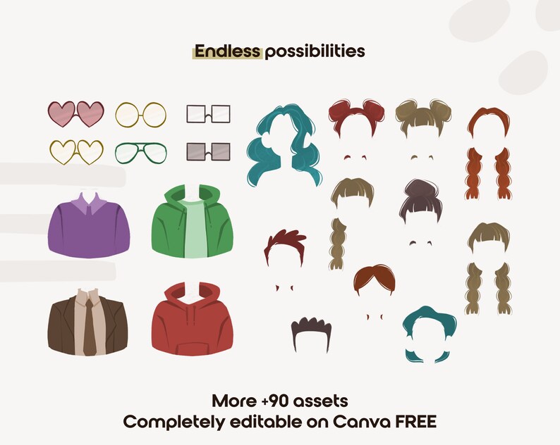 Avatar Custom Kit Canva Template Avatar Bundle Portrait - Etsy