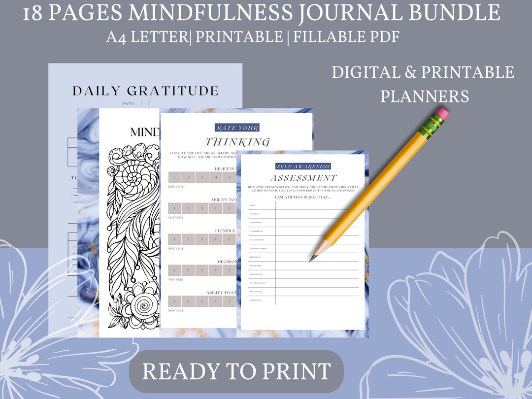 Mindfulness Journal Self Care Template Happy Planner Self - Etsy