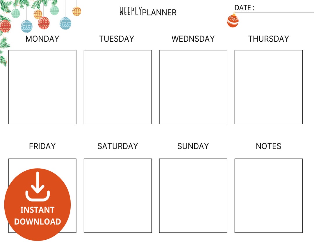 Christmas Weekly Planner, Printable Planner, Instant Download, A4 - Etsy