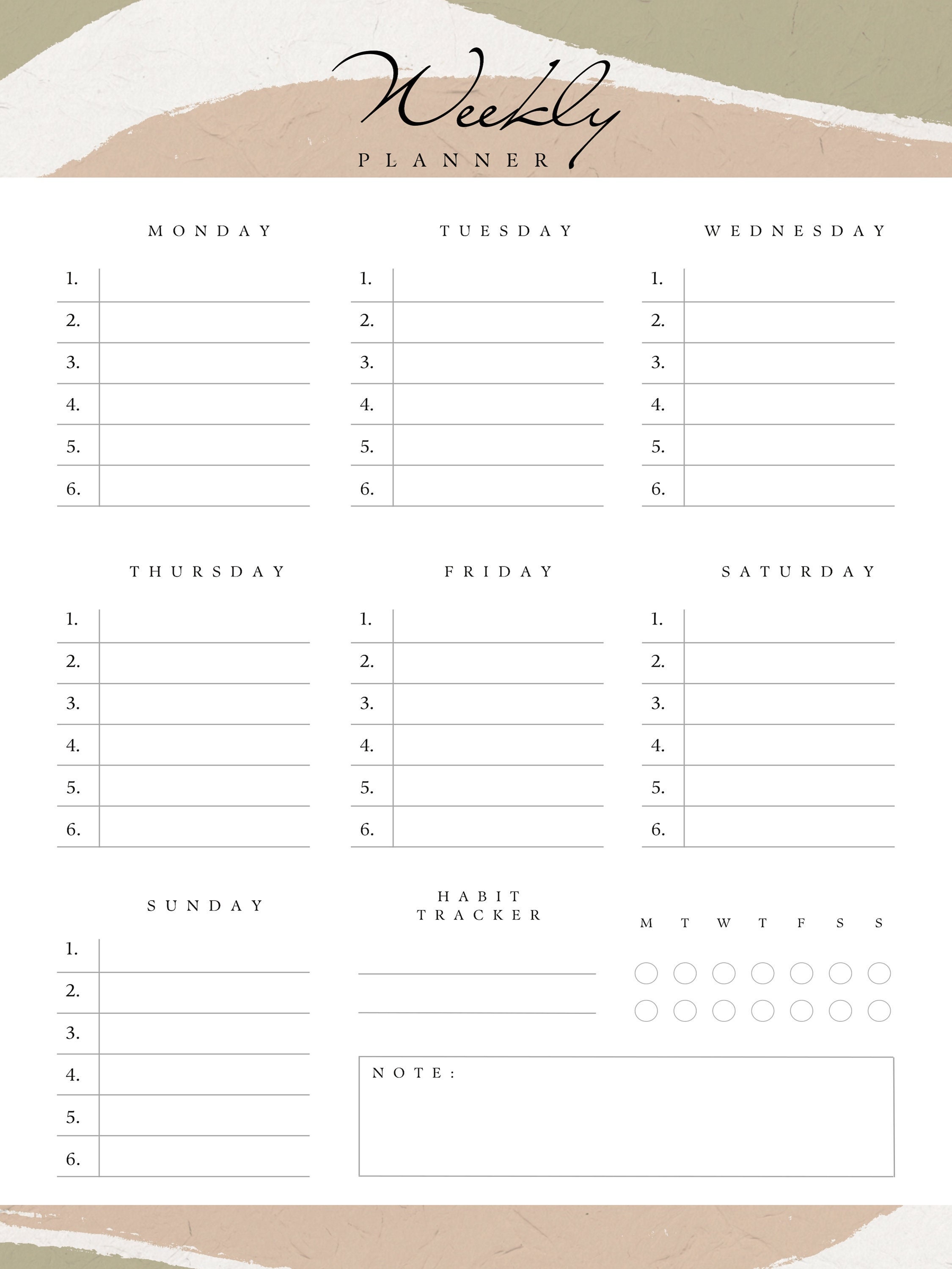 Weekly Planner, Printable Planner, Instant Download, A4/letter - Etsy