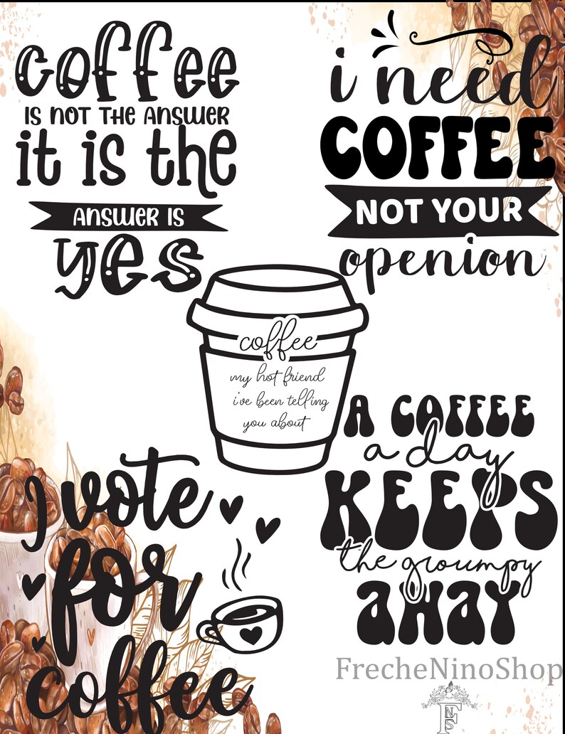 Coffee Quote SVG Bundle Coffee Sayings Clipart Funny Coffee Svgs Office ...