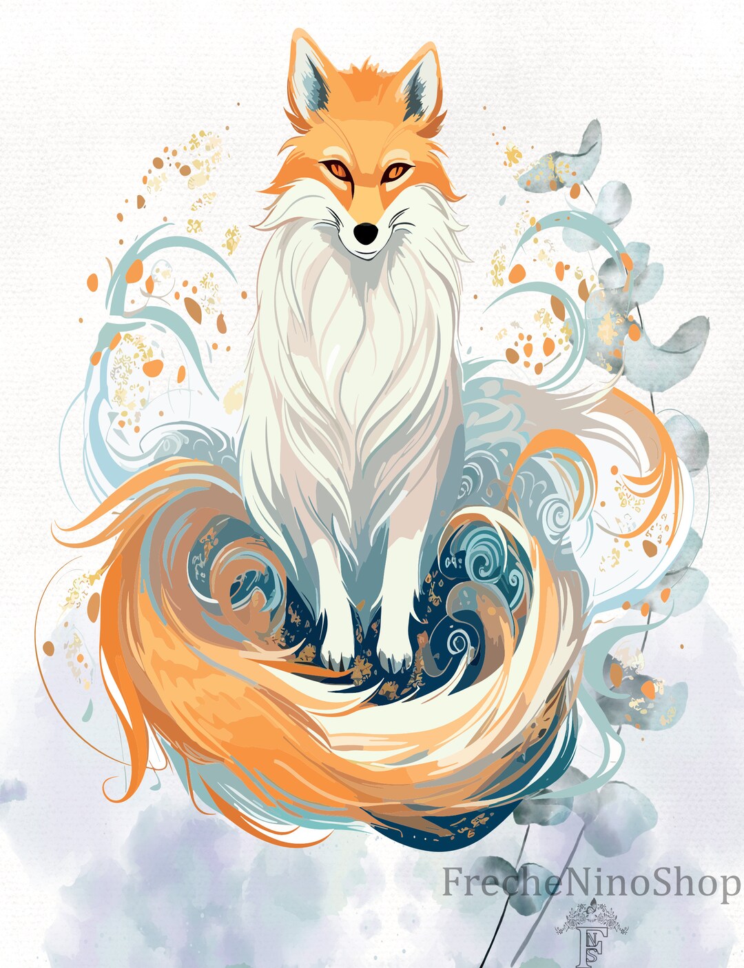 Kitsune SVG Japanese Fox EPS Fox DXF Kitsune With Roses - Etsy