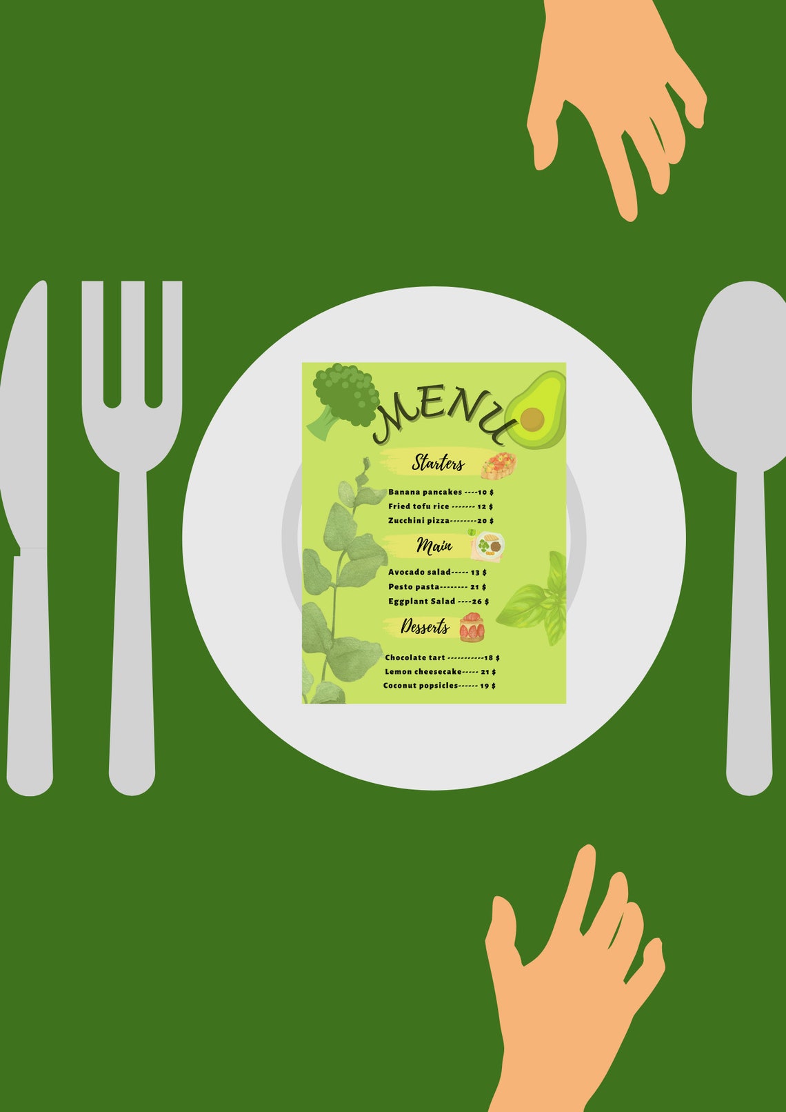 Modern Menu Template, Restaurant Menu Cards, Greenery Restaurant Menu # ...